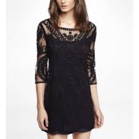 Express | Dresses | Express Black Lace Shift Dress | Poshmark